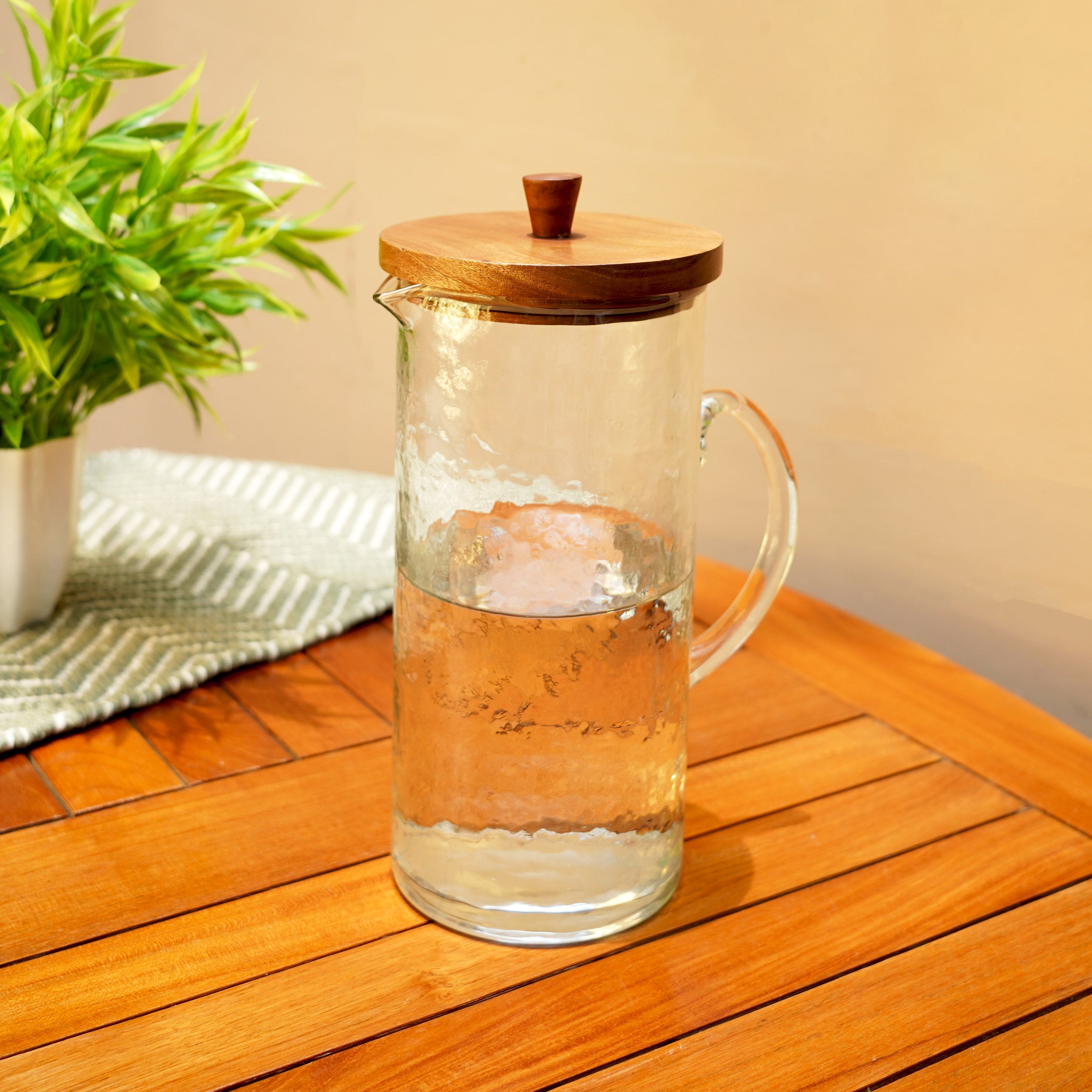 Serve in Style with Hammered Glass Jug Come with Lid - Muun Home